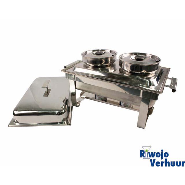 Chafing dish met 2 inzetpotten - Riwojo
